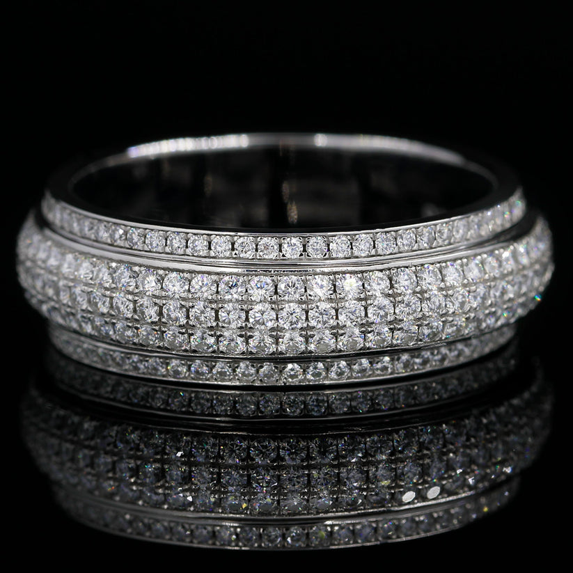 Iced Out Moissanite Fidget Spinner Ring in silver for Women – Calmfor