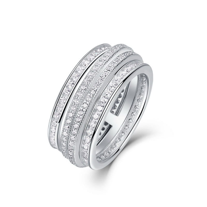 Iced Out Double Spinner Fidget Ring in Sterling Silver for Women – Calmfor