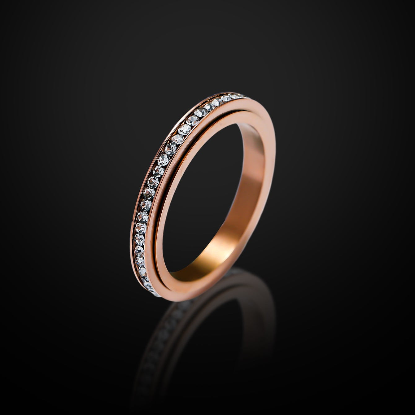 Iced Out Slim Fidget Spinner Ring in Sterling Silver for Women – Calmfor